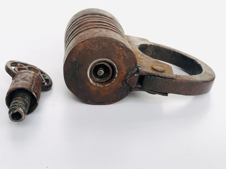 Vintage Padlock, Large Iron Lock, Barrel Lock, Theatre Props, Rustic ...