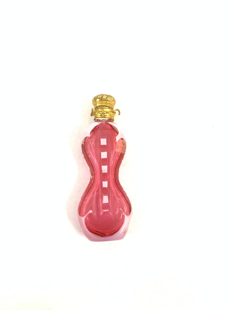 Antique Miniature Pink Overlay Glass Perfume Bottle - Etsy