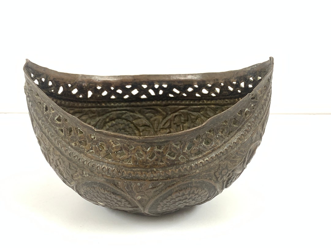 Vintage Brass Begar Bowl Hand Carved - Etsy