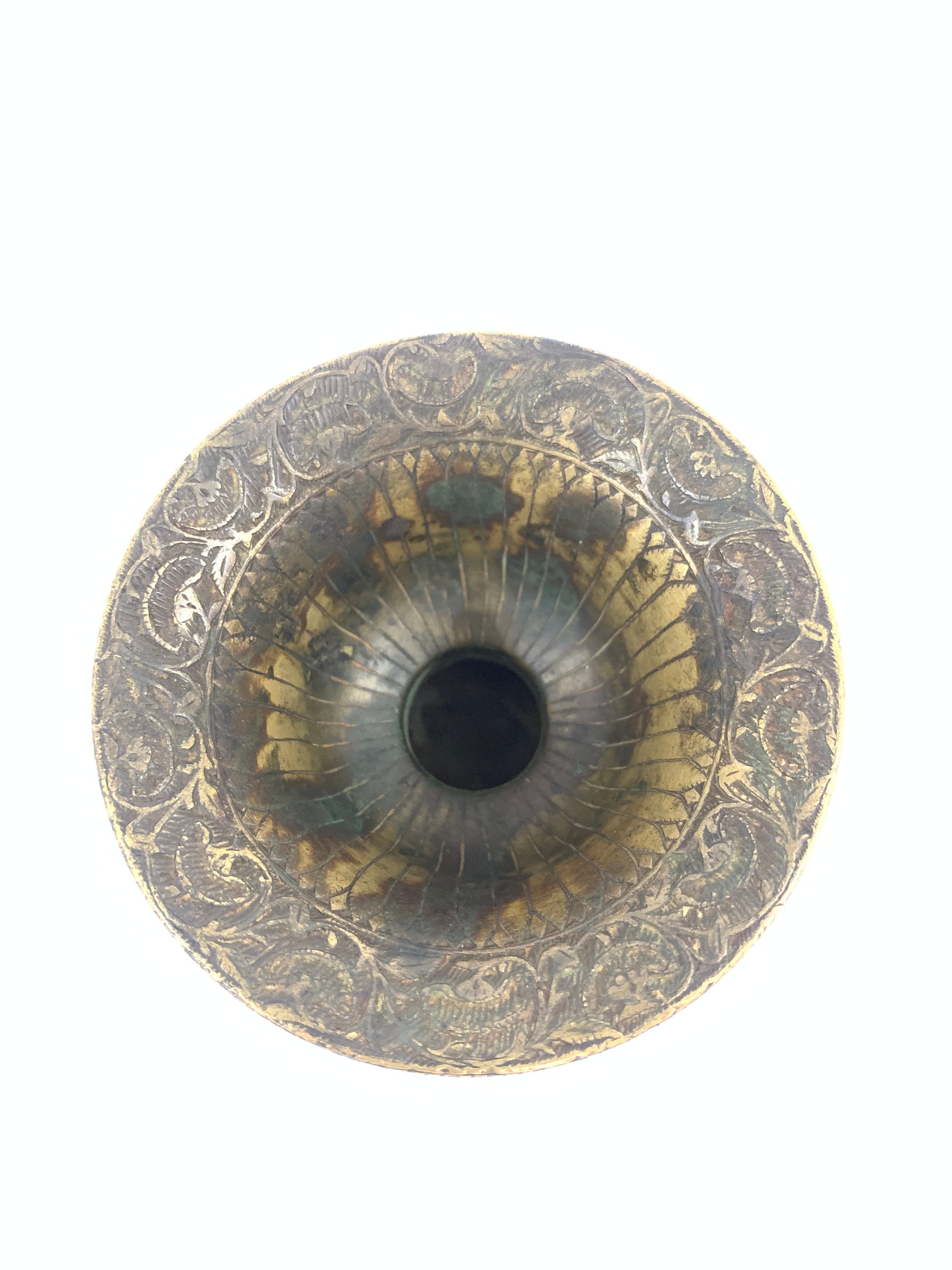 Antique Mughal Brass Spittoon With Intricate Carving - Etsy