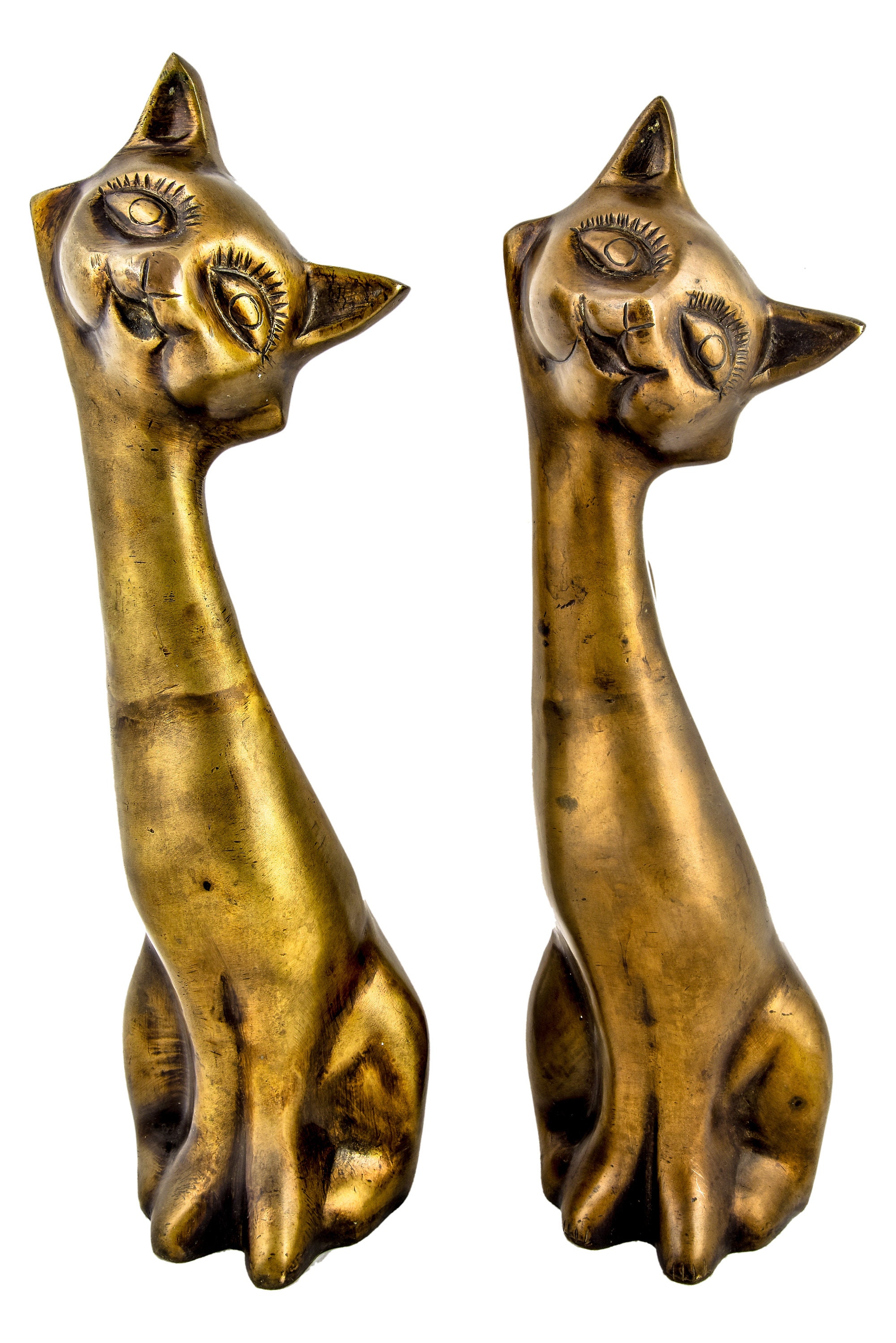 Vintage Brass Pair of Cat Figurines| Brass Cats| Cats for Home Decor ...