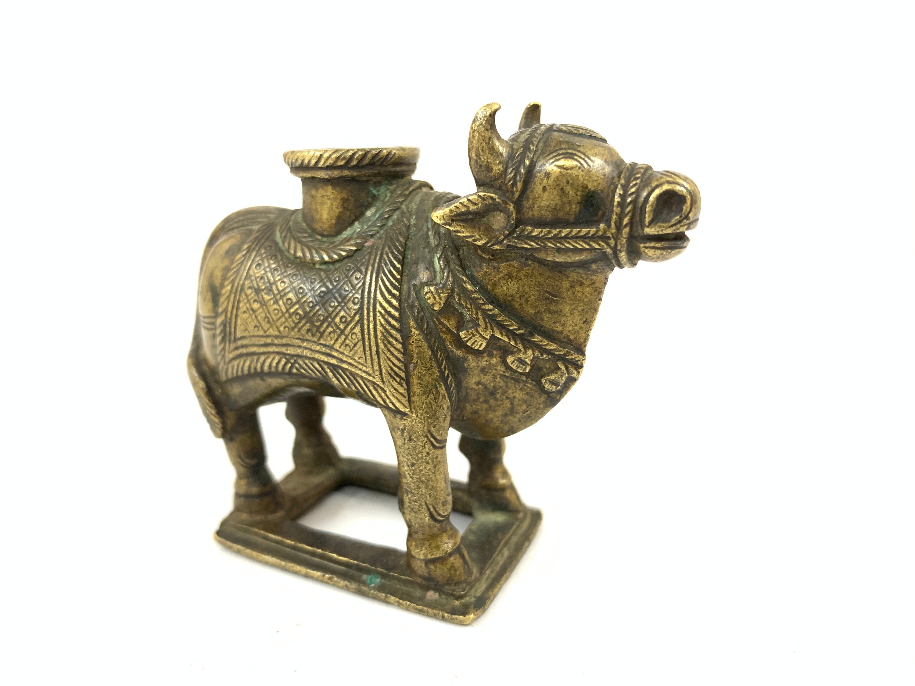Antique Brass South Indian Nandi Shiva Bull Figurine - Etsy