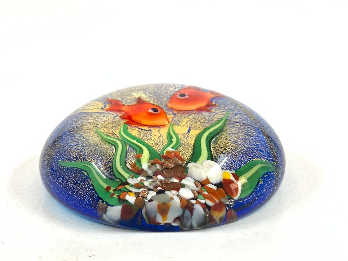 Murano Glass Goldfish Paperweight - Etsy