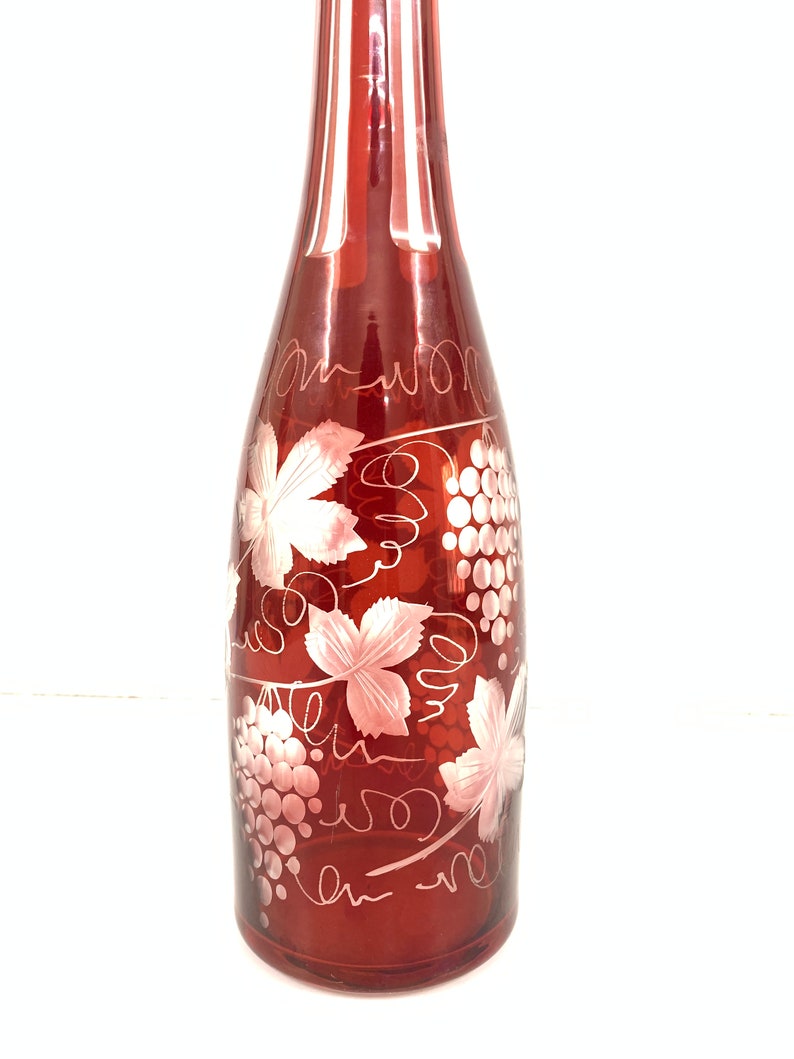 Vintage Egermann Bohemian Cut to Clear Ruby Red Decanter - Etsy