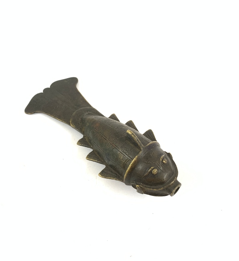 Antique Brass Fish Shaped Gun Powder Flask Antique Brass Fish Brood ...