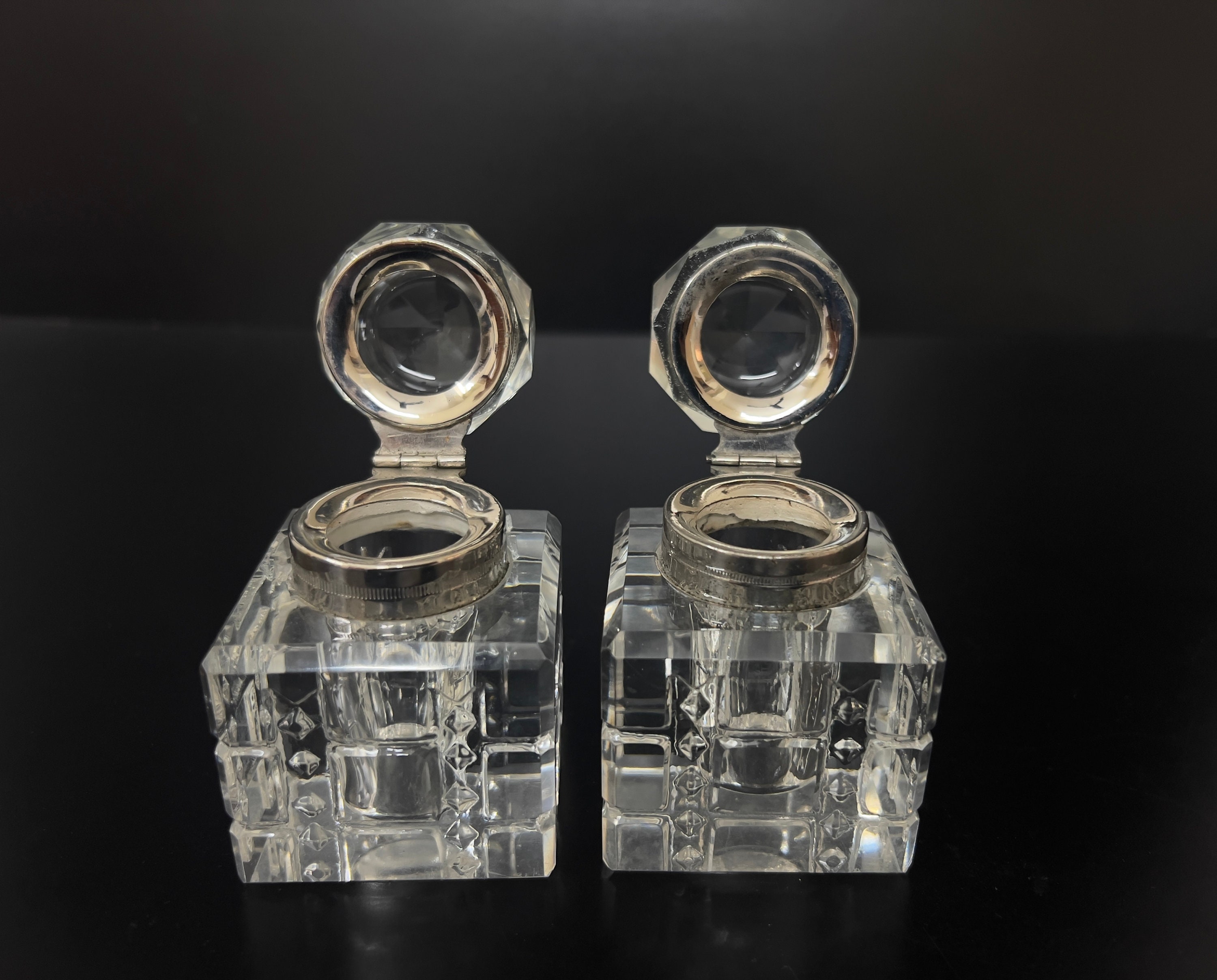 Vintage Cut Glass Ink Well - Etsy