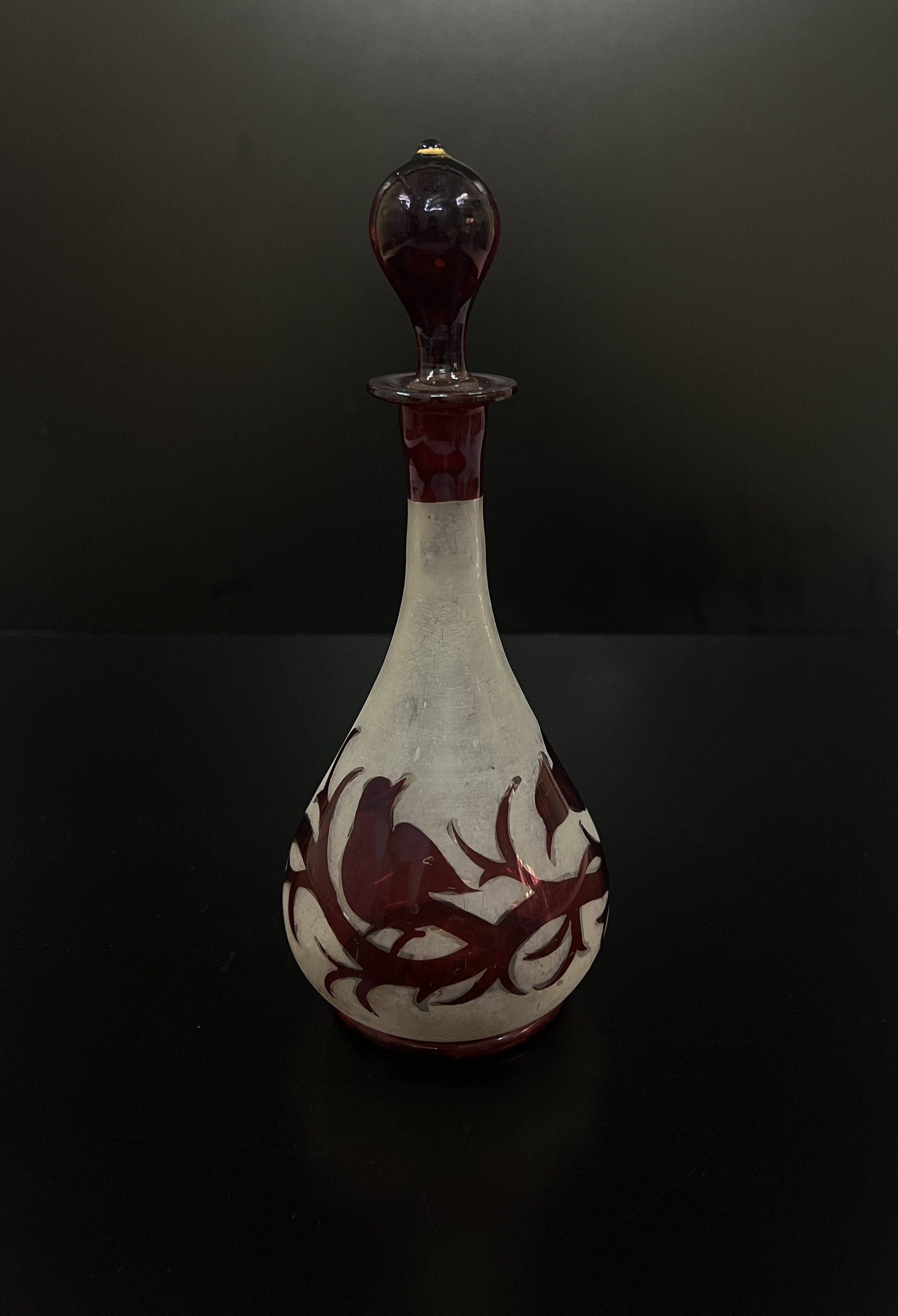Vintage Frosted Glass Ruby Red Decanter Vintage Frosted Glass Decanter ...