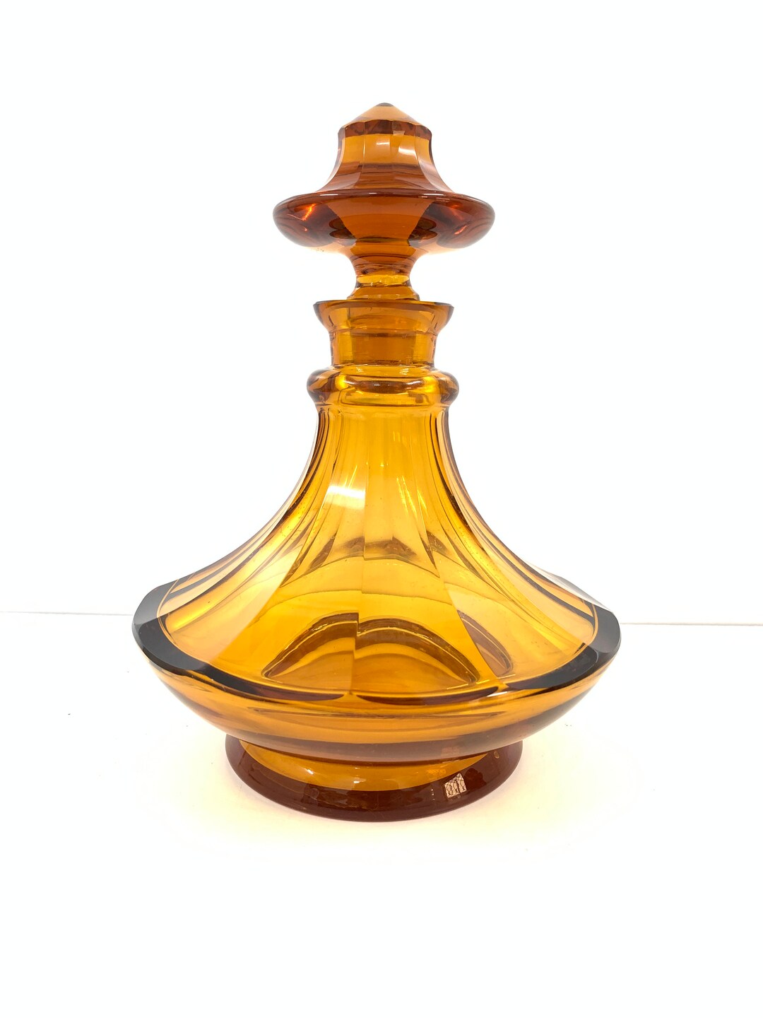Vintage Amber Big Decanter With Stopper - Etsy