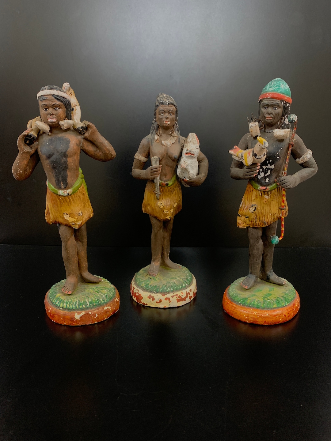 Vintage Terracotta Clay Figurine of Tribal Hunters | Indian Antique ...