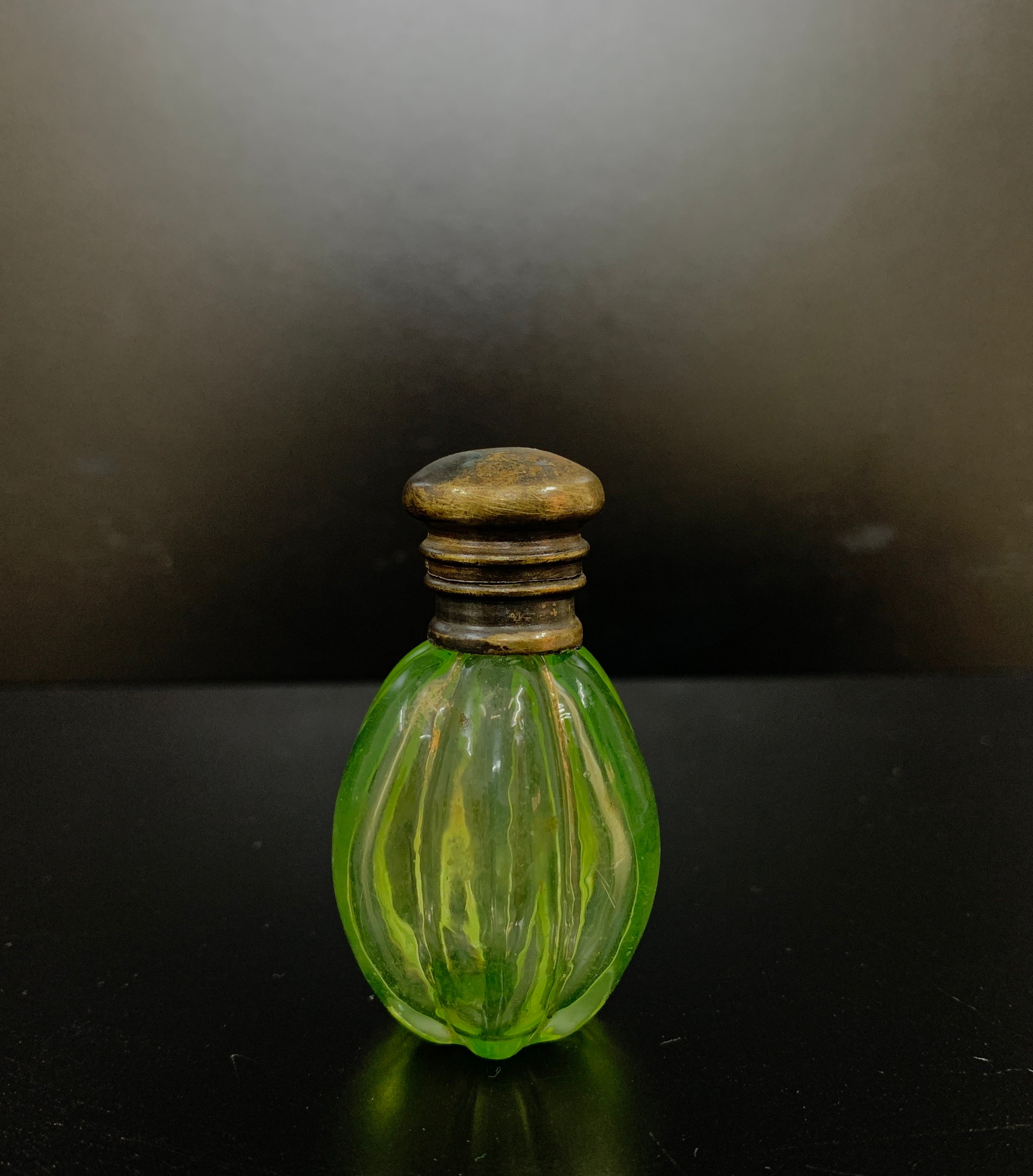 Vintage Vaseline Glass Melon Shaped Perfume Bottle - Etsy