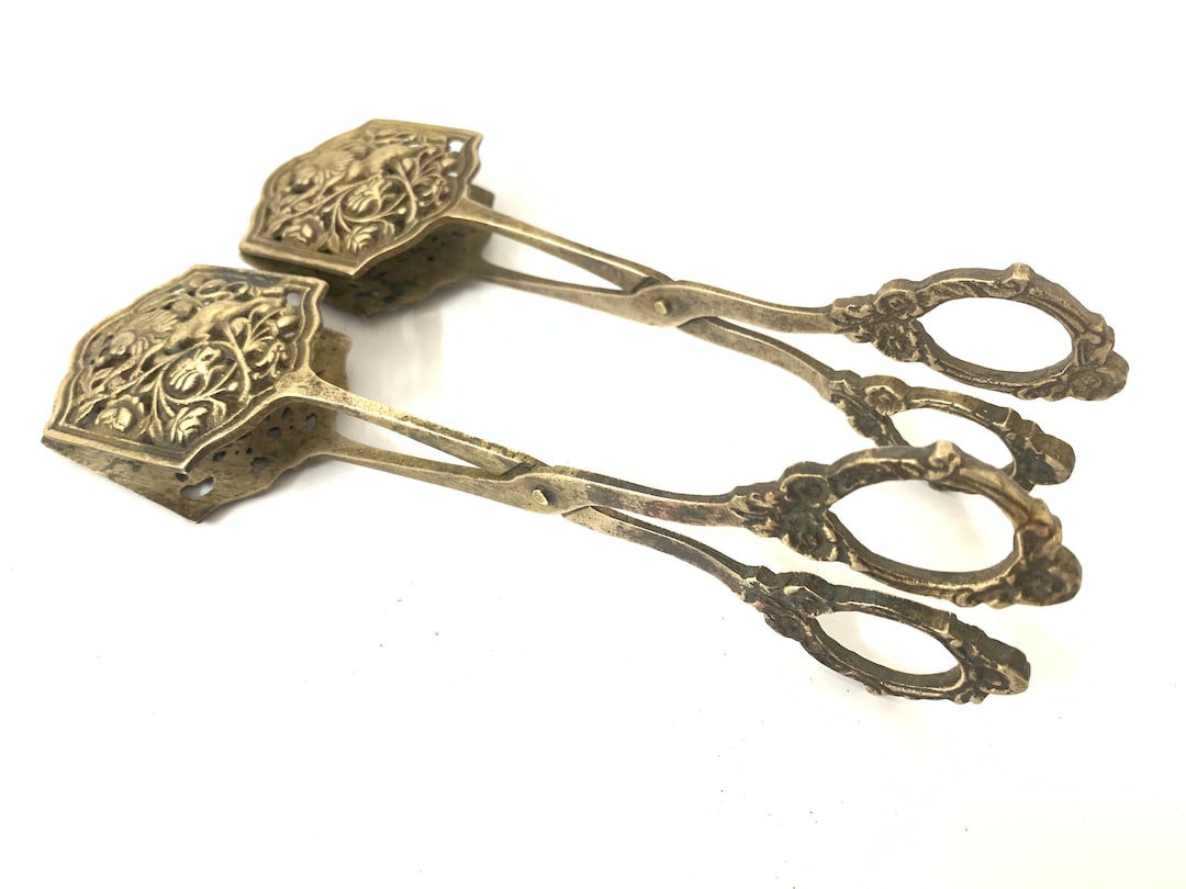 Vintage Brass Chicken Tongs| Brass Tongs| Tongs| Barbecue Tongs| Ice ...