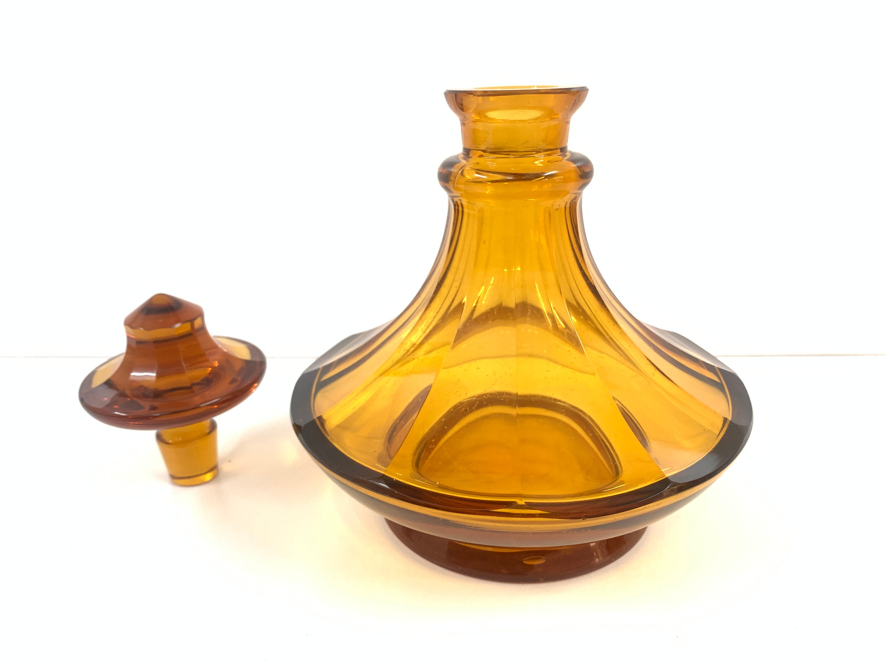 Vintage Amber Big Decanter With Stopper - Etsy