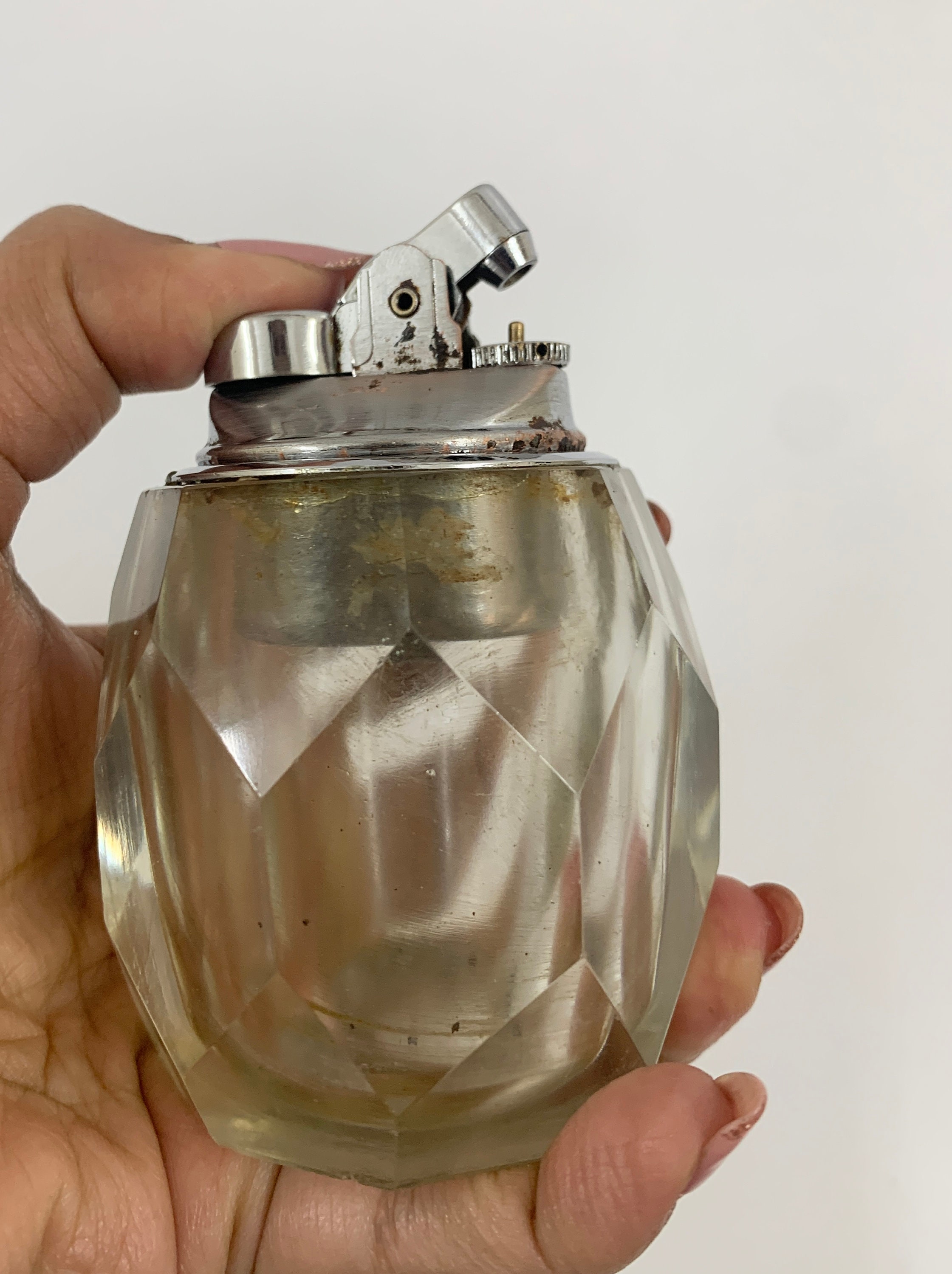 Vintage Cut Glass Retro Table Lighter Vintage Tobacciana Antique Cut ...
