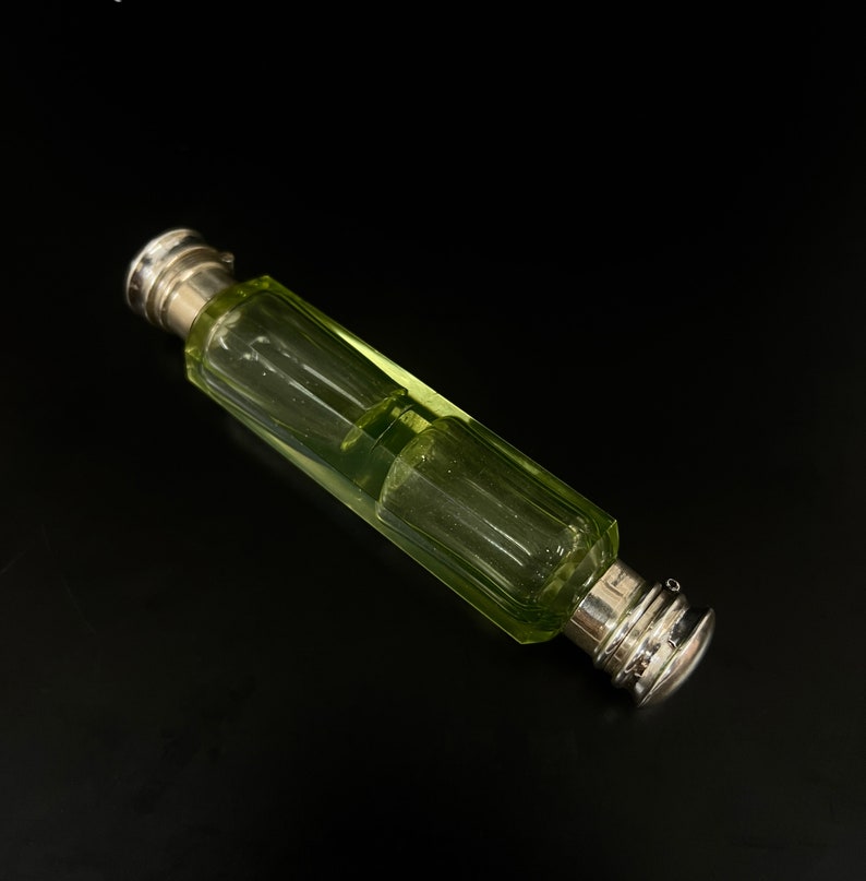 Victorian Vaseline Glass Double Ended Scent Bottle Two Face Perfume ...