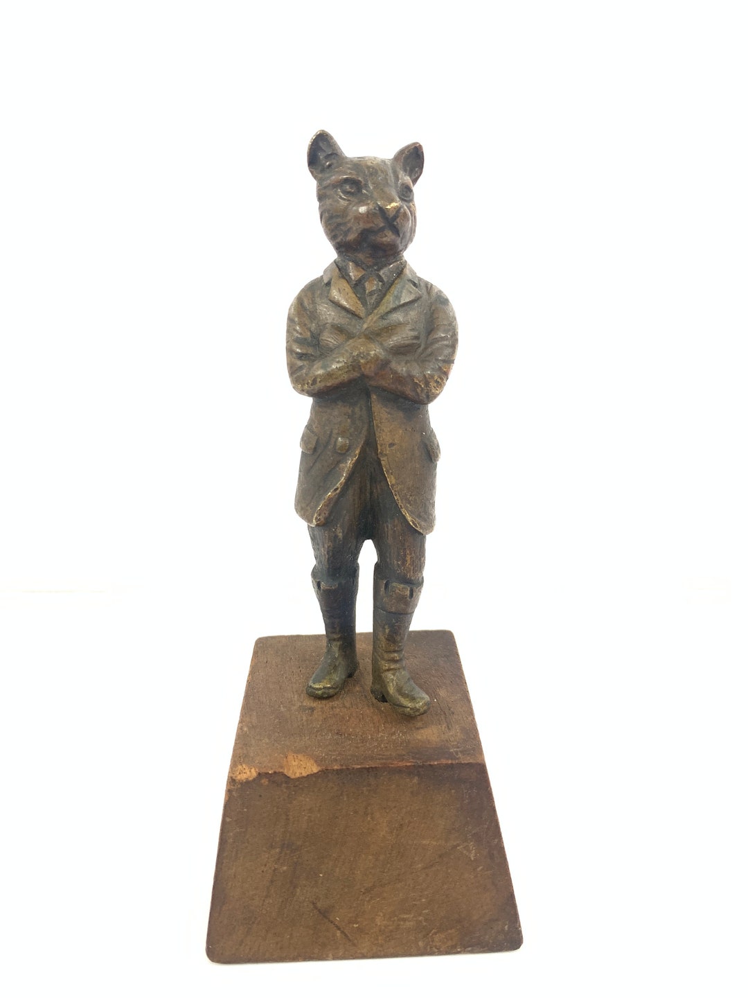 Bronze Cat Figurine / Vintage Decor - Etsy