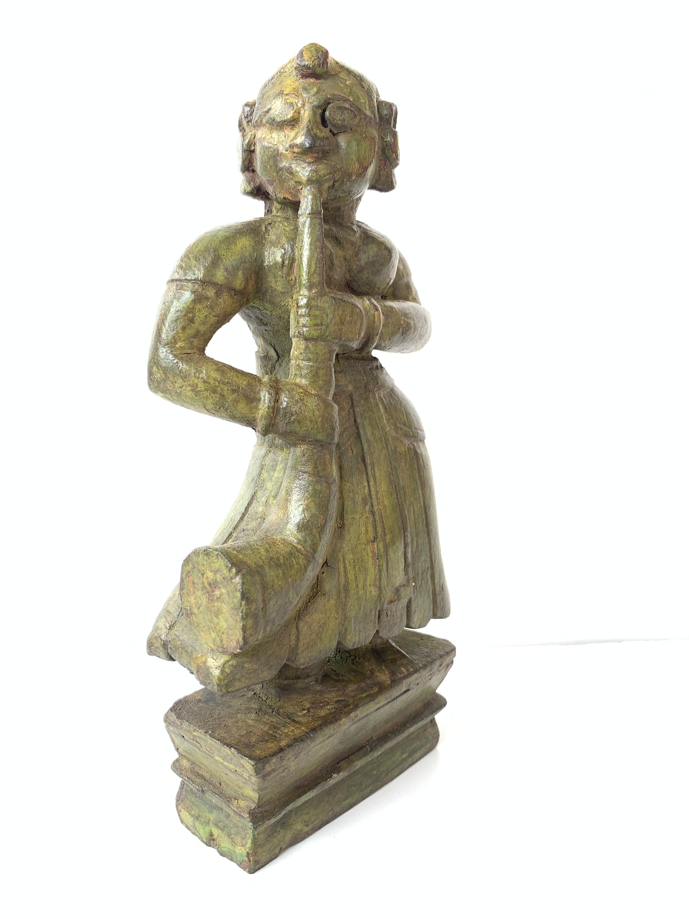 Indian Lady With Musical Instruments| Wooden Indian Lady Statues ...