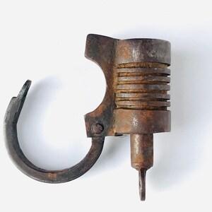 Vintage Padlock, Large Iron Lock, Barrel Lock, Theatre Props, Rustic ...