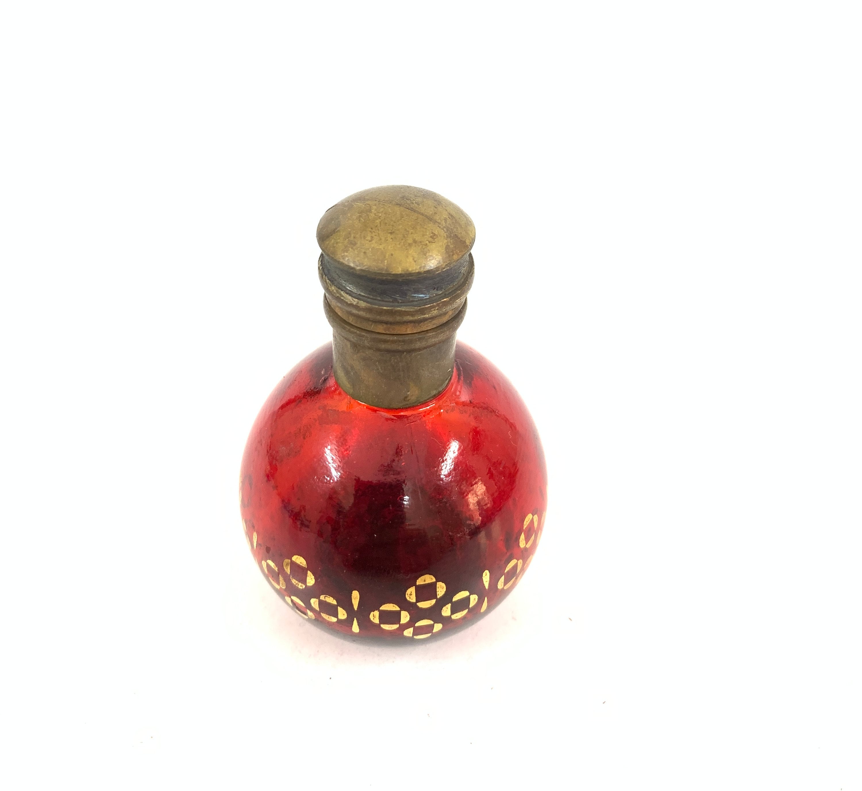 Vintage Ruby Red Perfume Bottle With Gold Work | Antique Perfume Bottle ...