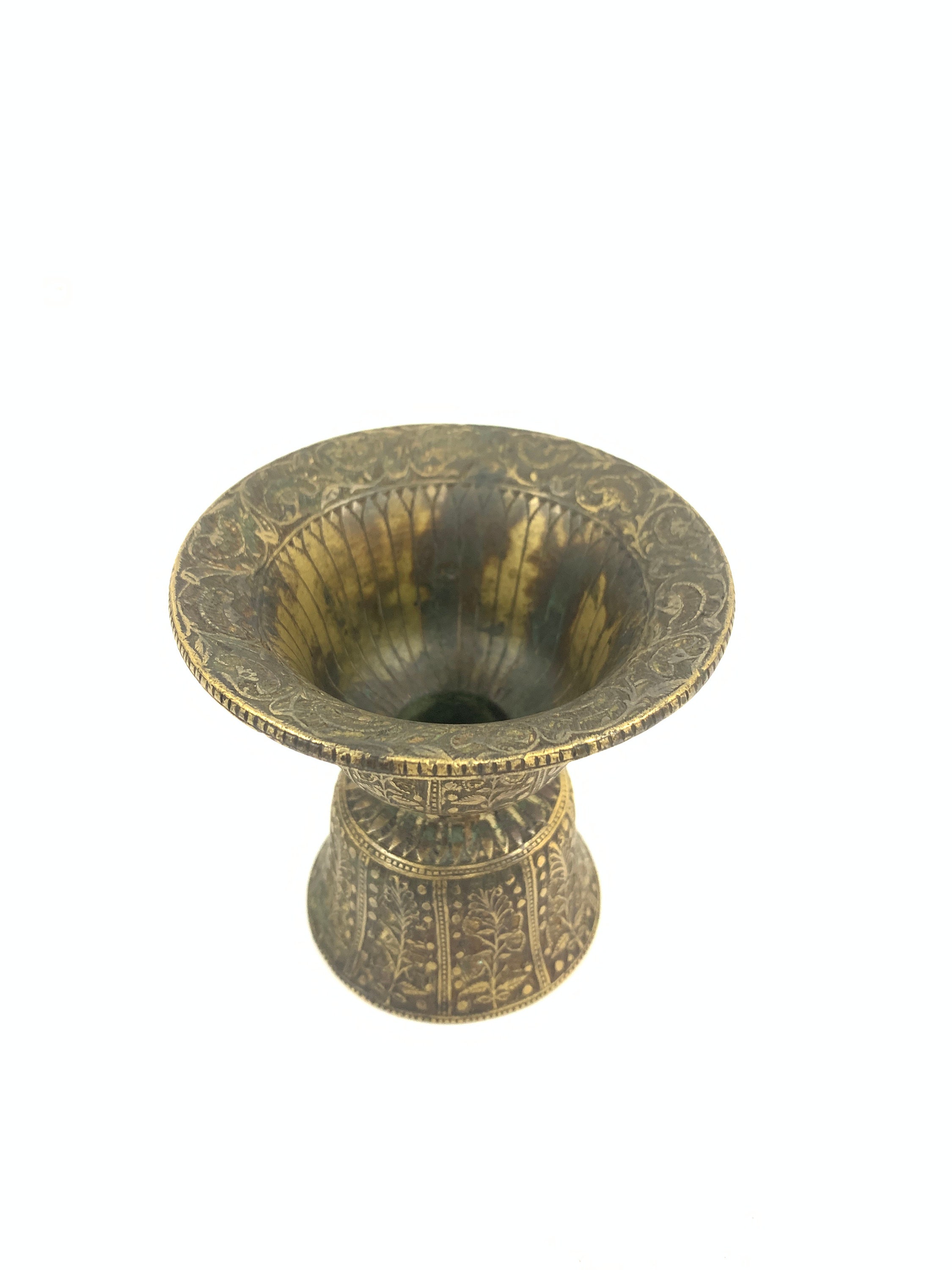 Antique Mughal Brass Spittoon With Intricate Carving - Etsy