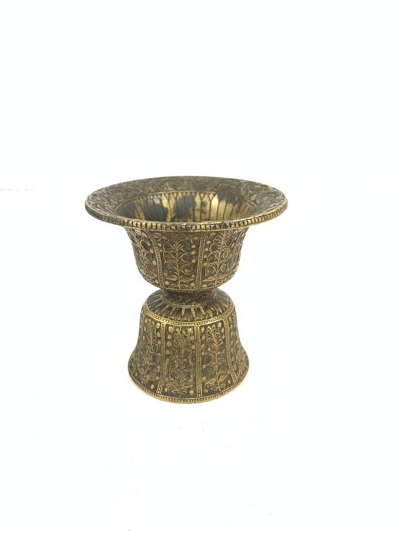 Antique Mughal Brass Spittoon With Intricate Carving - Etsy