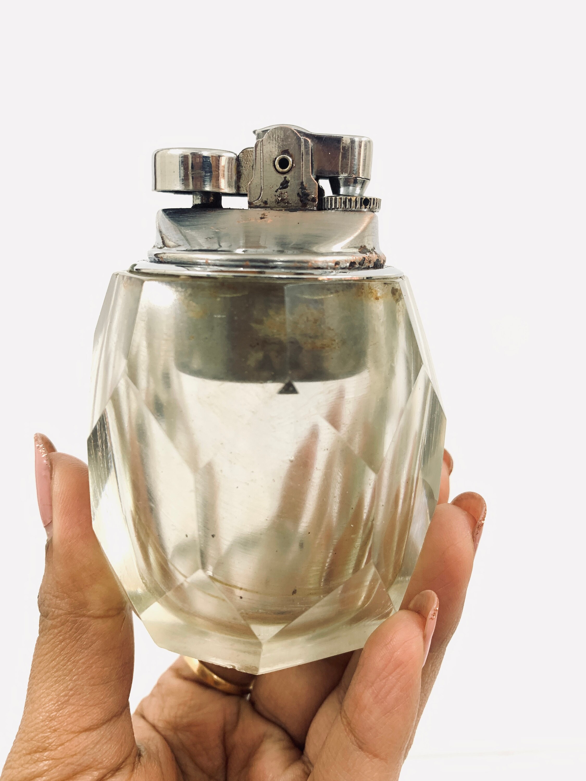 Vintage Cut Glass Retro Table Lighter Vintage Tobacciana Antique Cut ...