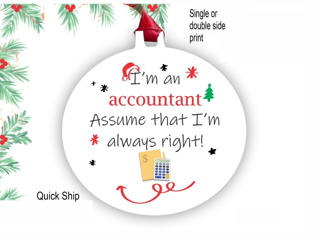 Accountant Ornament, Funny Christmas Ornament I'm an Accountant Assume ...