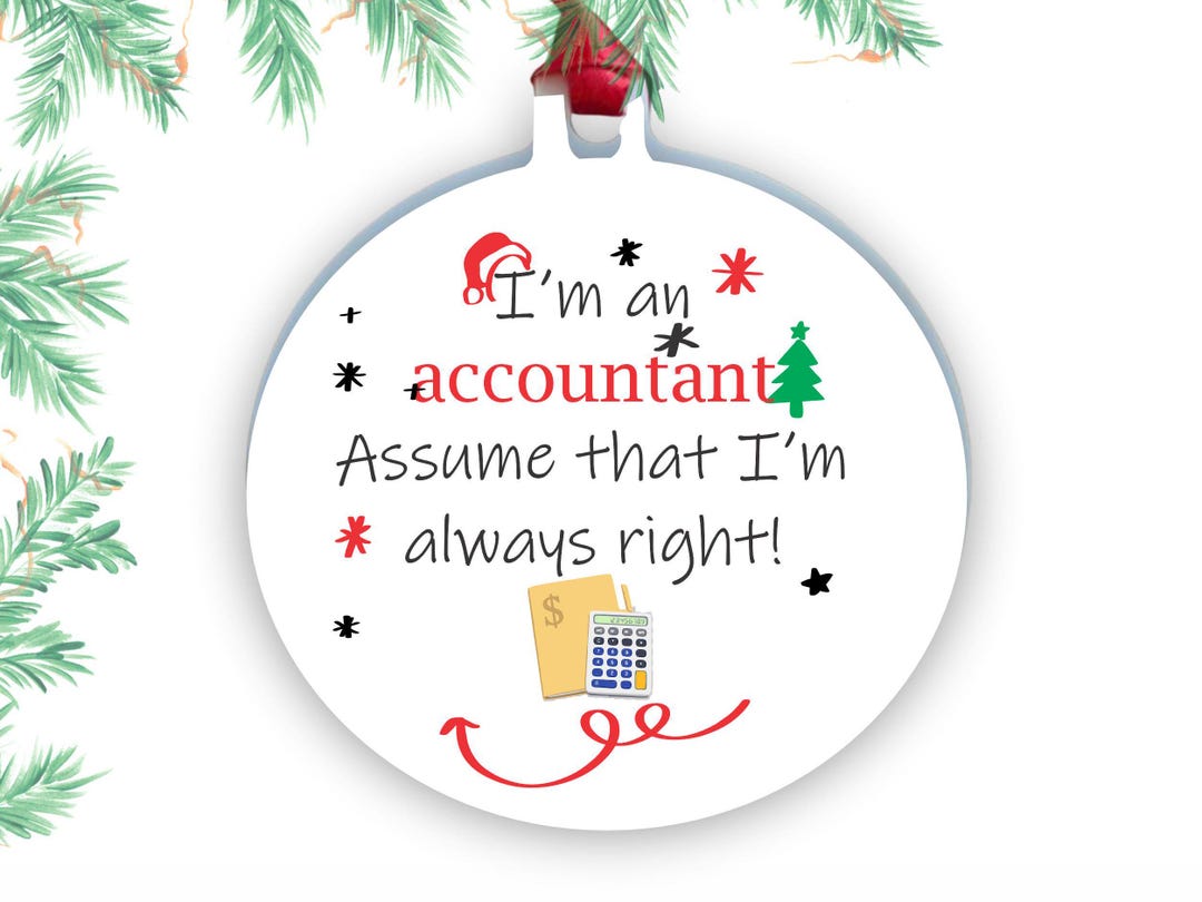 Accountant Ornament, Funny Christmas Ornament I'm an Accountant Assume ...