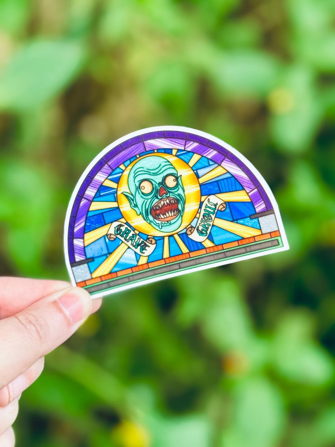 Stained Glass Ghoul Spooky Sticker Ghoul Sticker Stained Glass Sticker ...