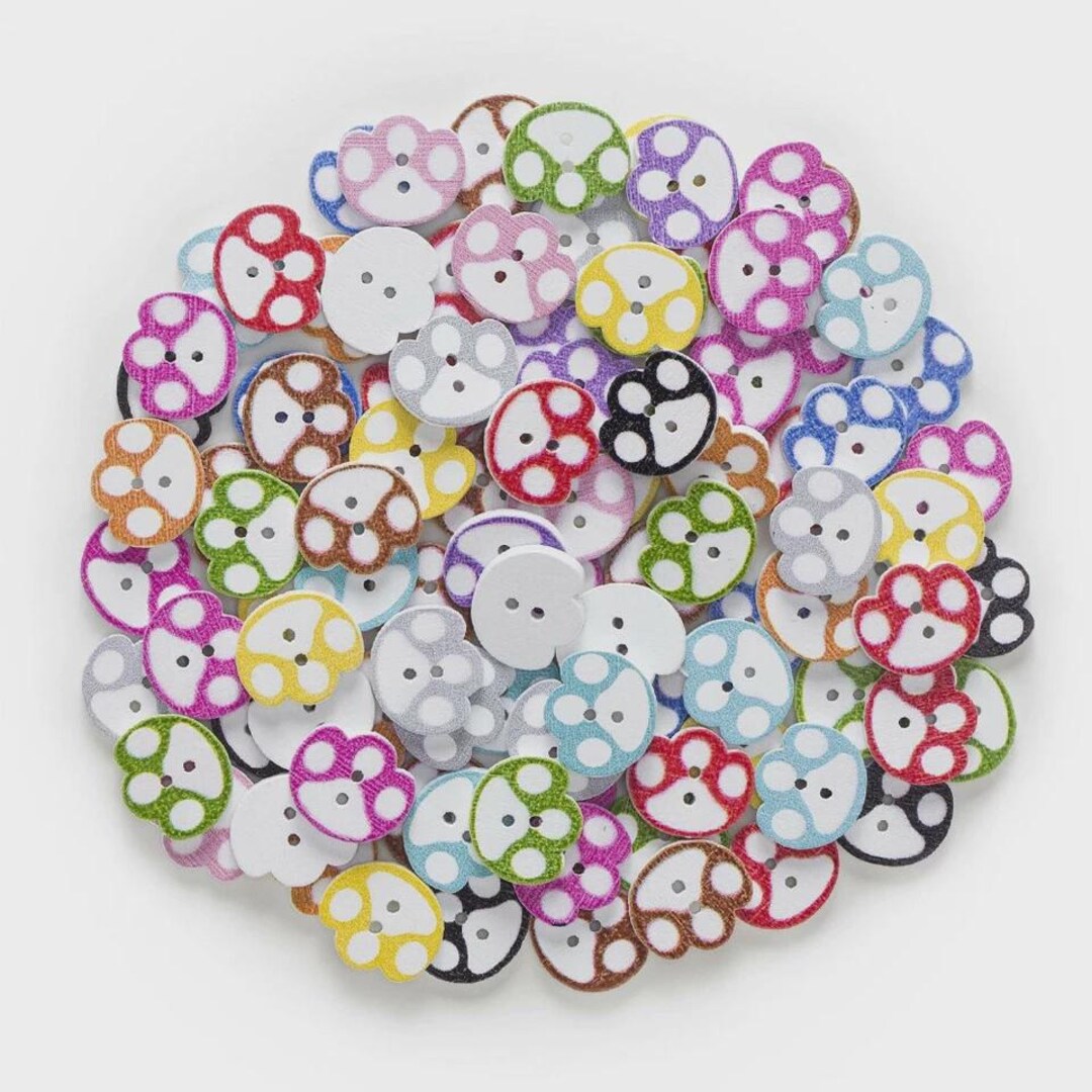Paw Print Wooden Buttons: Animal Crafts, Sewing, Scrapbooking (15x17mm ...