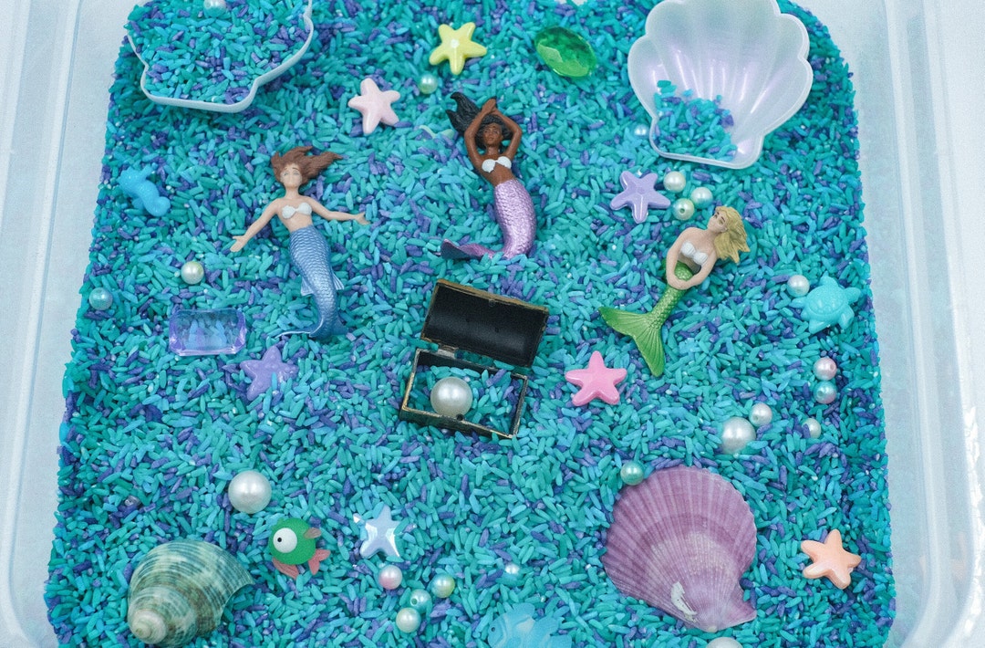 Mermaid Sensory Bin Mermaid Sensory Rice Bin Teal Turquoise Purple ...