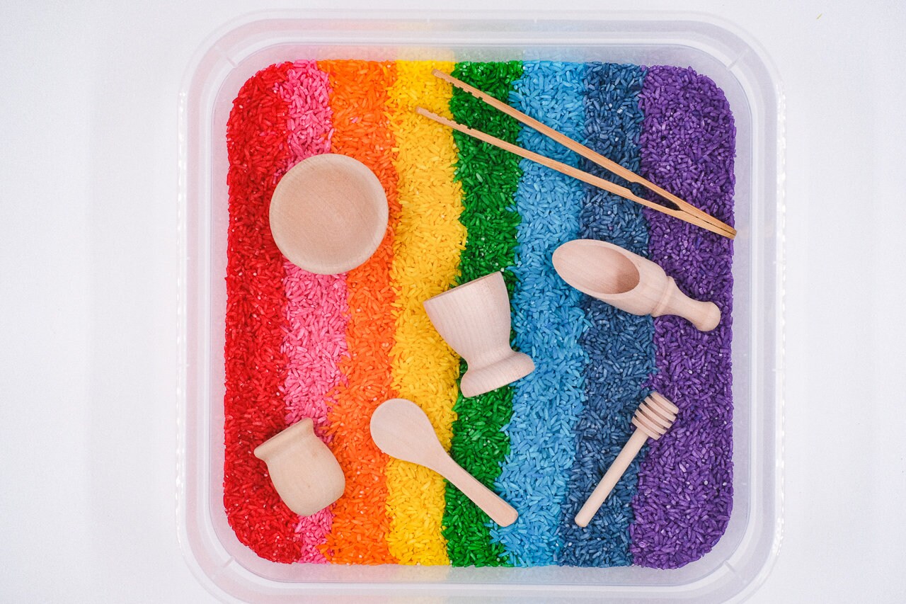 Rainbow Rice Sensory Bin: Montessori Sensory Play - Etsy