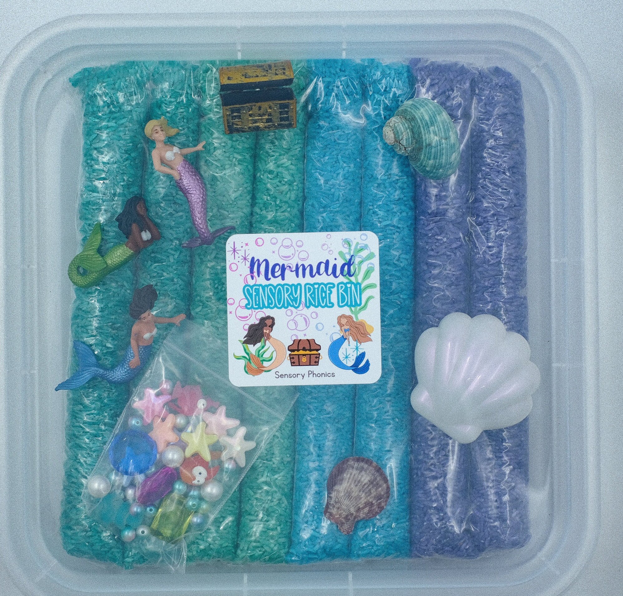 Mermaid Sensory Bin Mermaid Sensory Rice Bin Teal Turquoise Purple ...