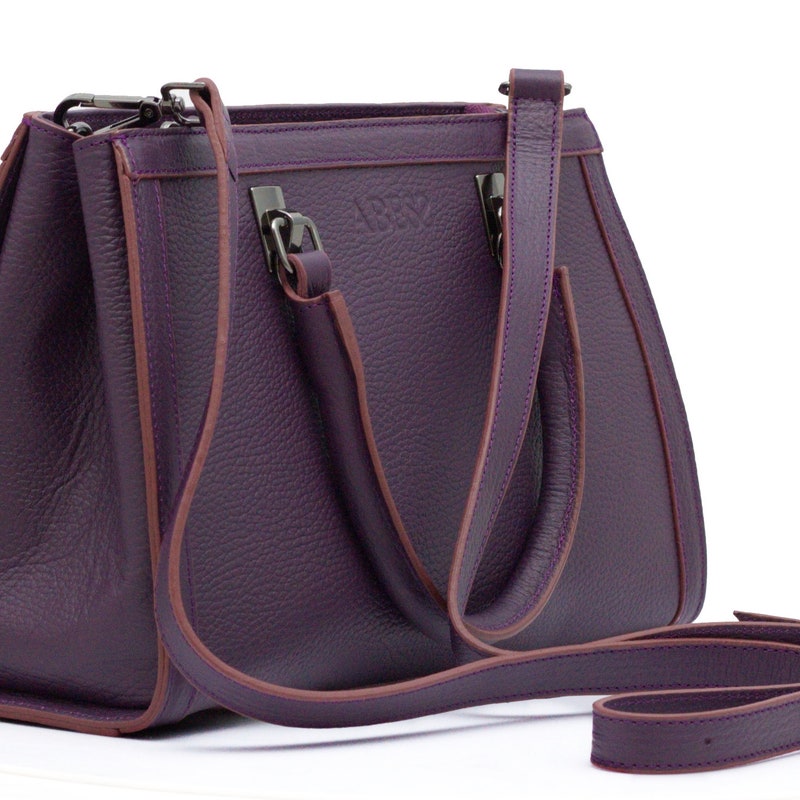 Purple Leather Bag - Etsy