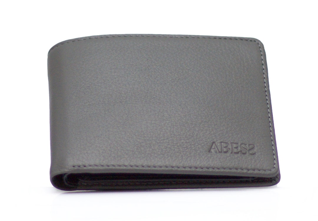 Luxury Leather Wallet for Men , Leather Bifold Wallet for Men , Gray ...