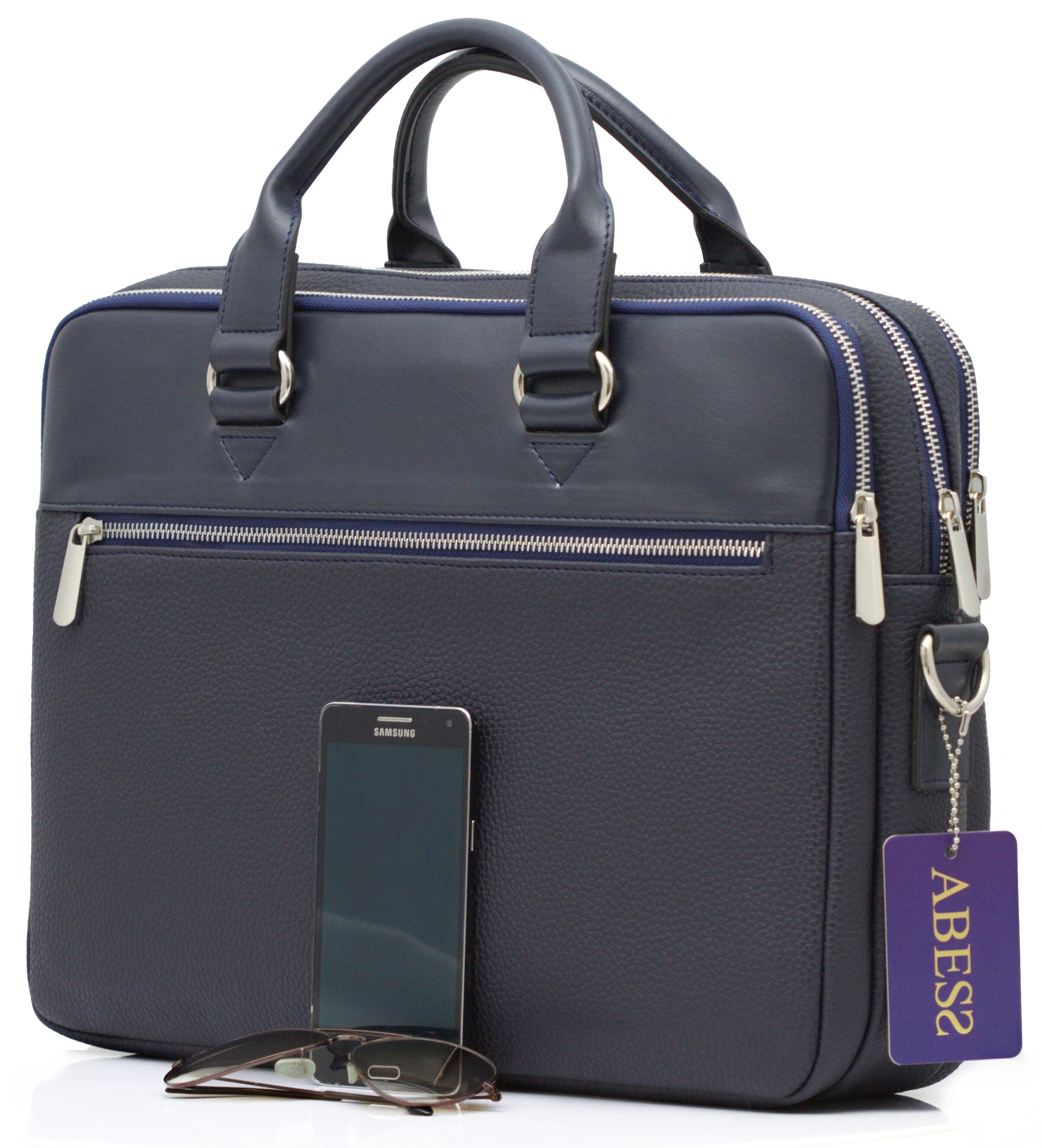 Luxury Briefcase , Vegan Leather Briefcase , 14 '' Laptop Bag , Navy ...