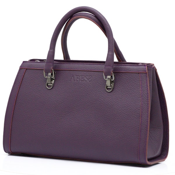 Purple Leather Bag - Etsy