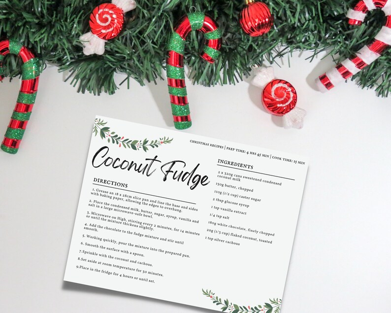 Editable Christmas Recipe Card Template, Printable, Instant Download ...
