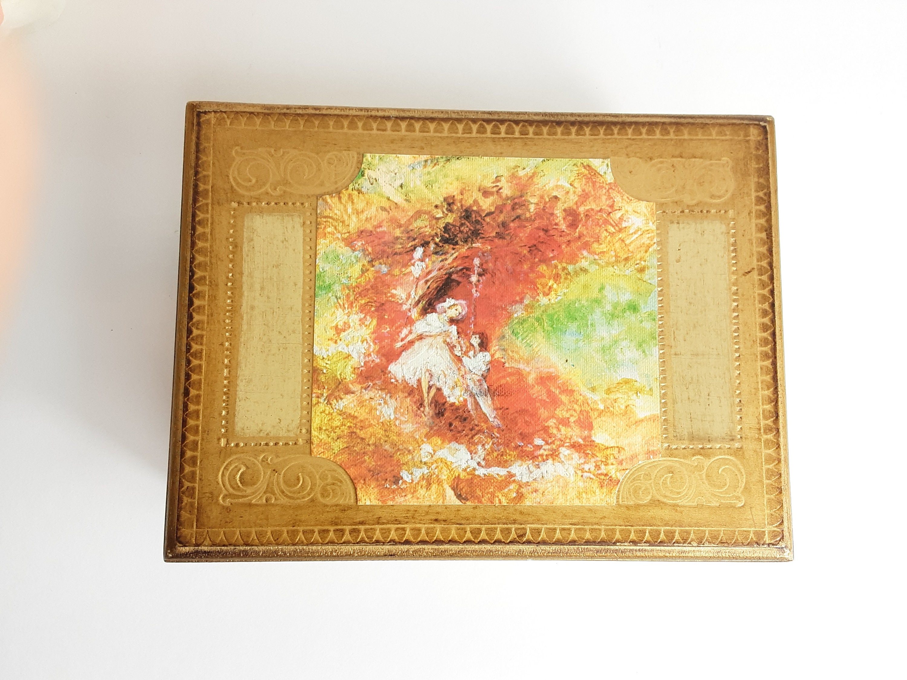 Storage & Organization Vtg Wood Gold Gilt Jewelry Music Box Let me call ...