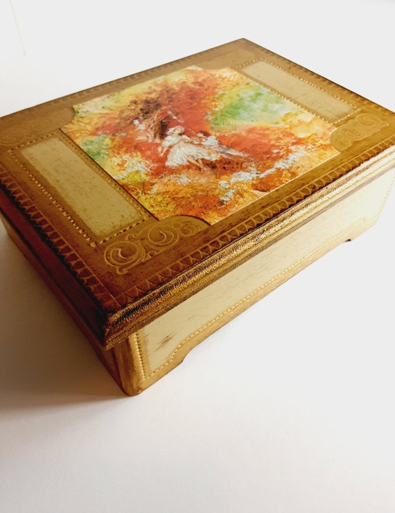 Storage & Organization Vtg Wood Gold Gilt Jewelry Music Box Let me call ...