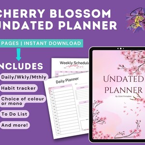 Cherry Blossom Undated Planner, Printable PDF, Calendar Schedules, to ...