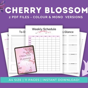 Cherry Blossom Undated Planner, Printable PDF, Calendar Schedules, to ...