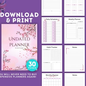 Cherry Blossom Undated Planner, Printable PDF, Calendar Schedules, to ...