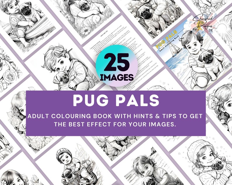 Printable Pug Pals Colouring Book for Adults - Etsy