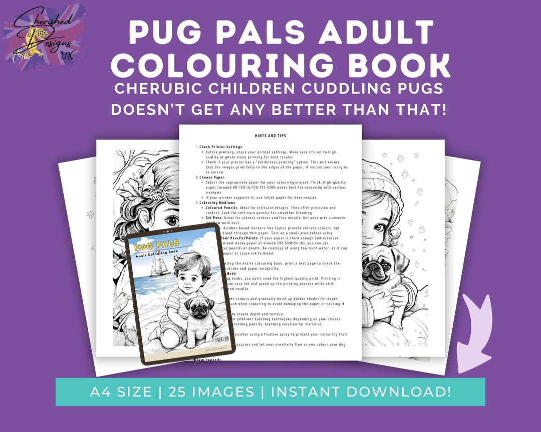 Printable Pug Pals Colouring Book for Adults - Etsy
