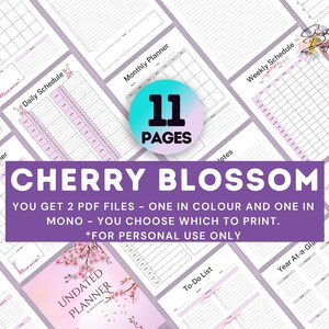 Cherry Blossom Undated Planner, Printable PDF, Calendar Schedules, to ...