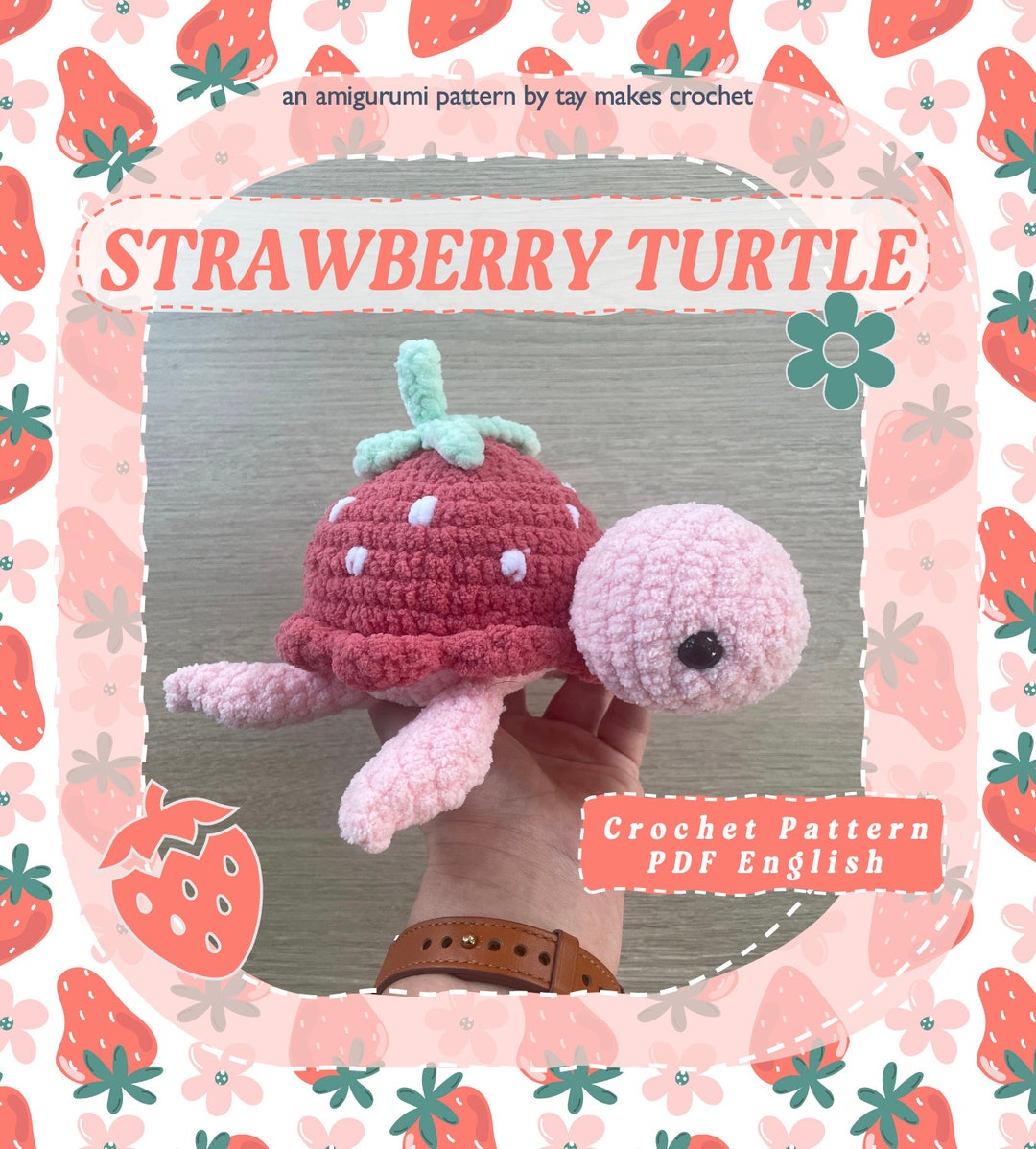 Strawberry Turtle Crochet/amigurumi Pattern | Crochet Plushie Pattern ...