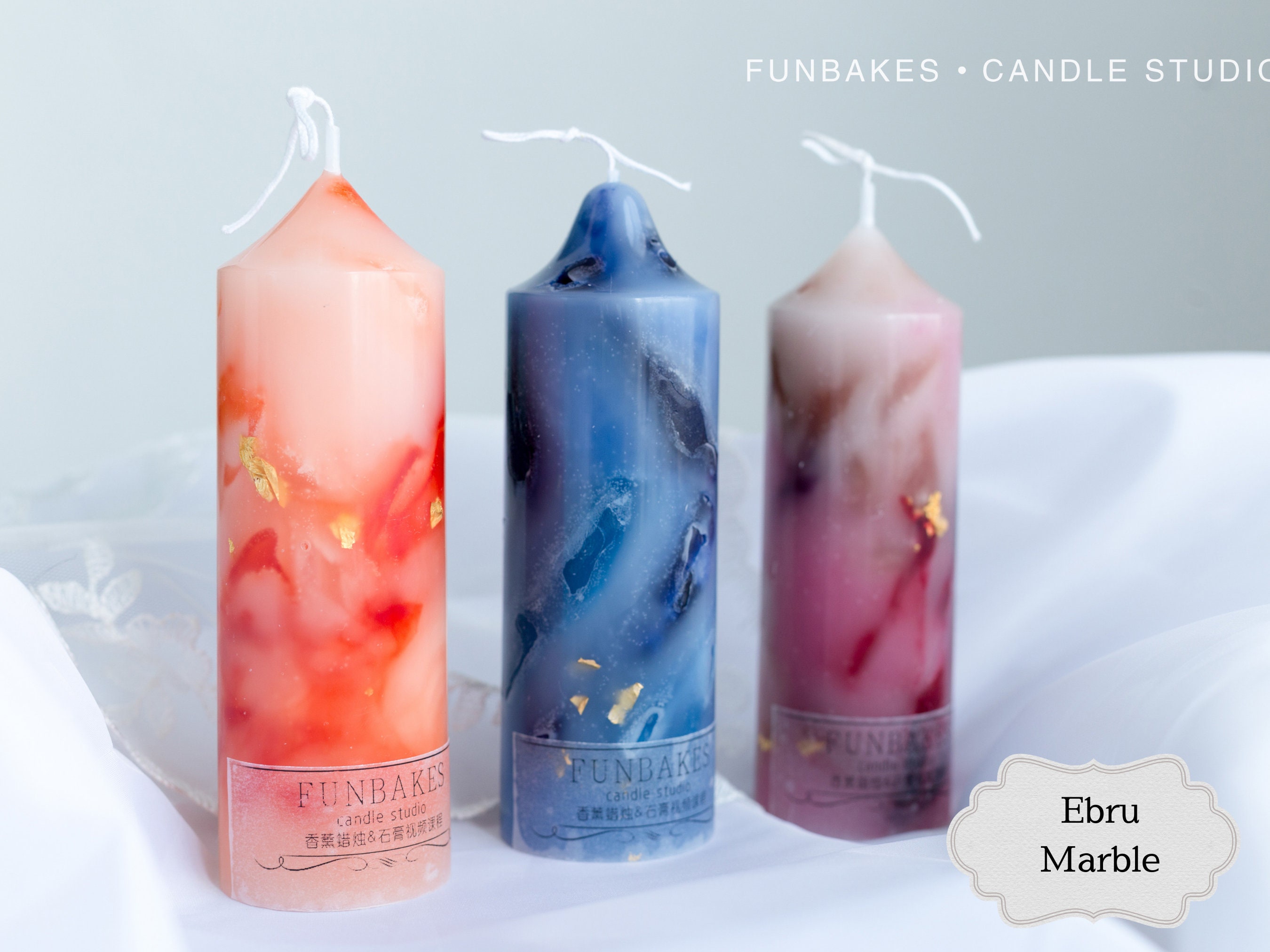 2-in-1 EBRU MARBLE Candle Making Course Marble Pillar Candle Recipe ...