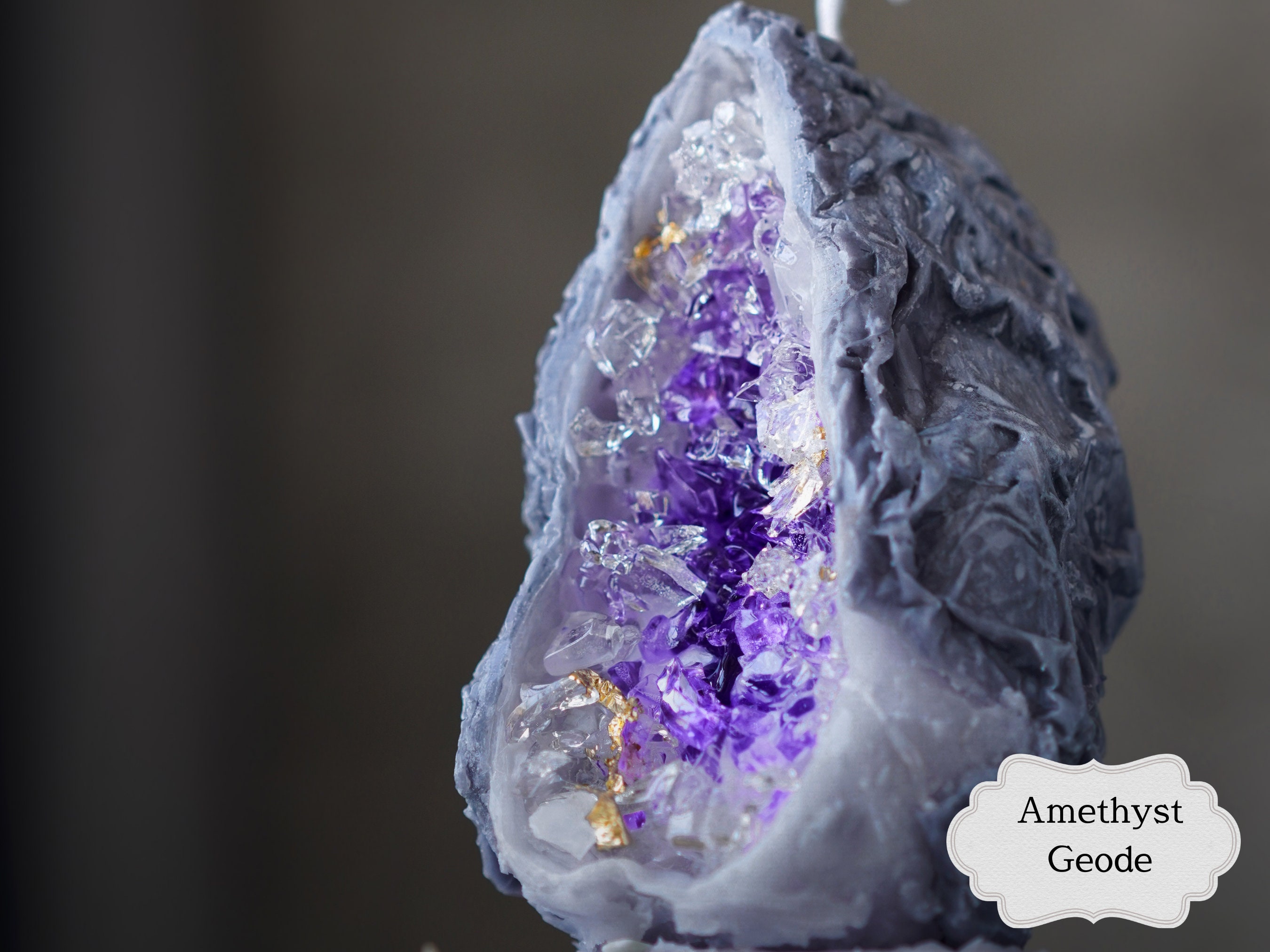 AMETHYST GEODE Crystal Candle Making Course Gold Titanium, Purple ...