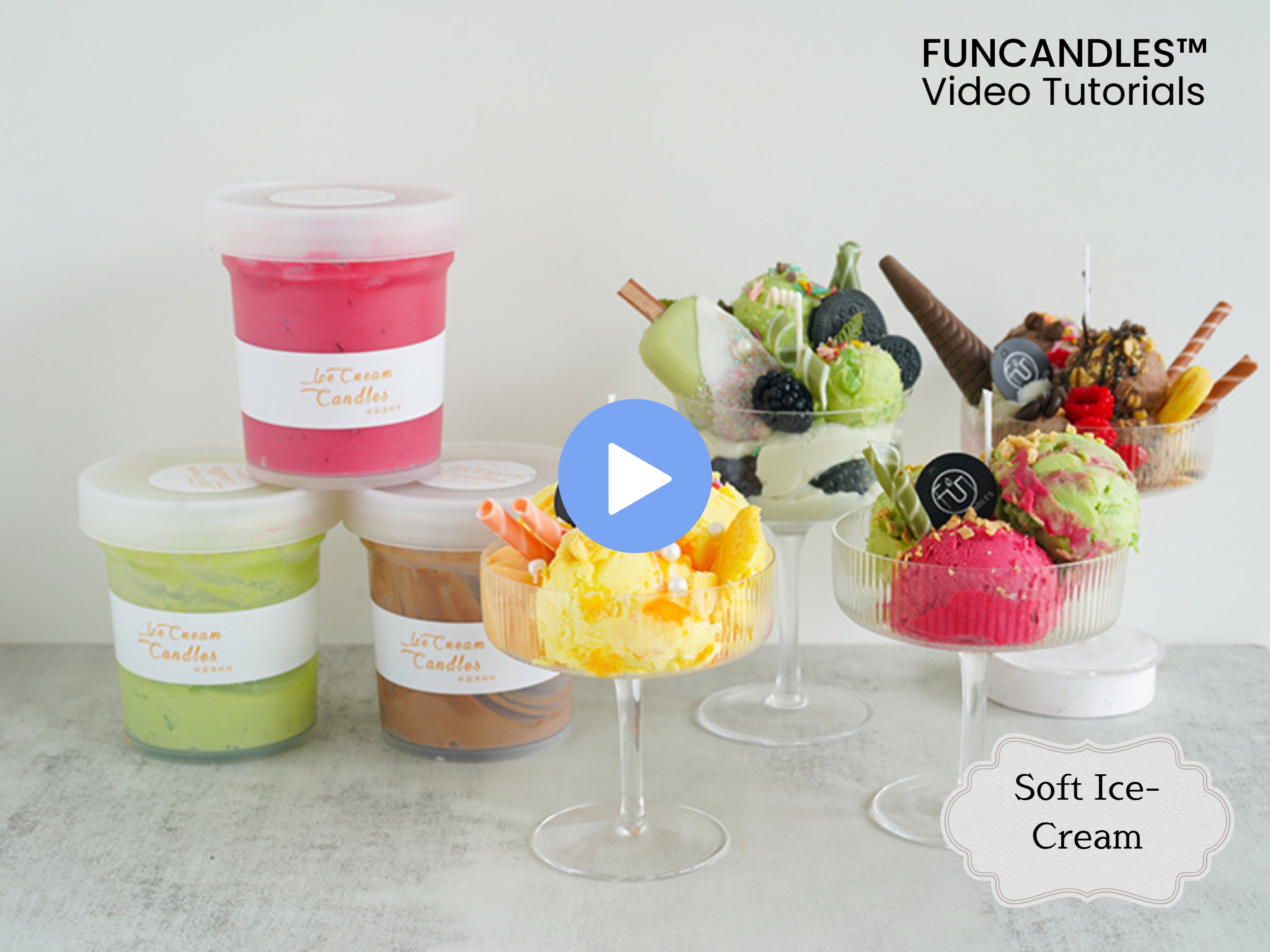 ICE CREAM Soft Candle Making Course Dessert Candle Recipe, Soy Wax Soft ...