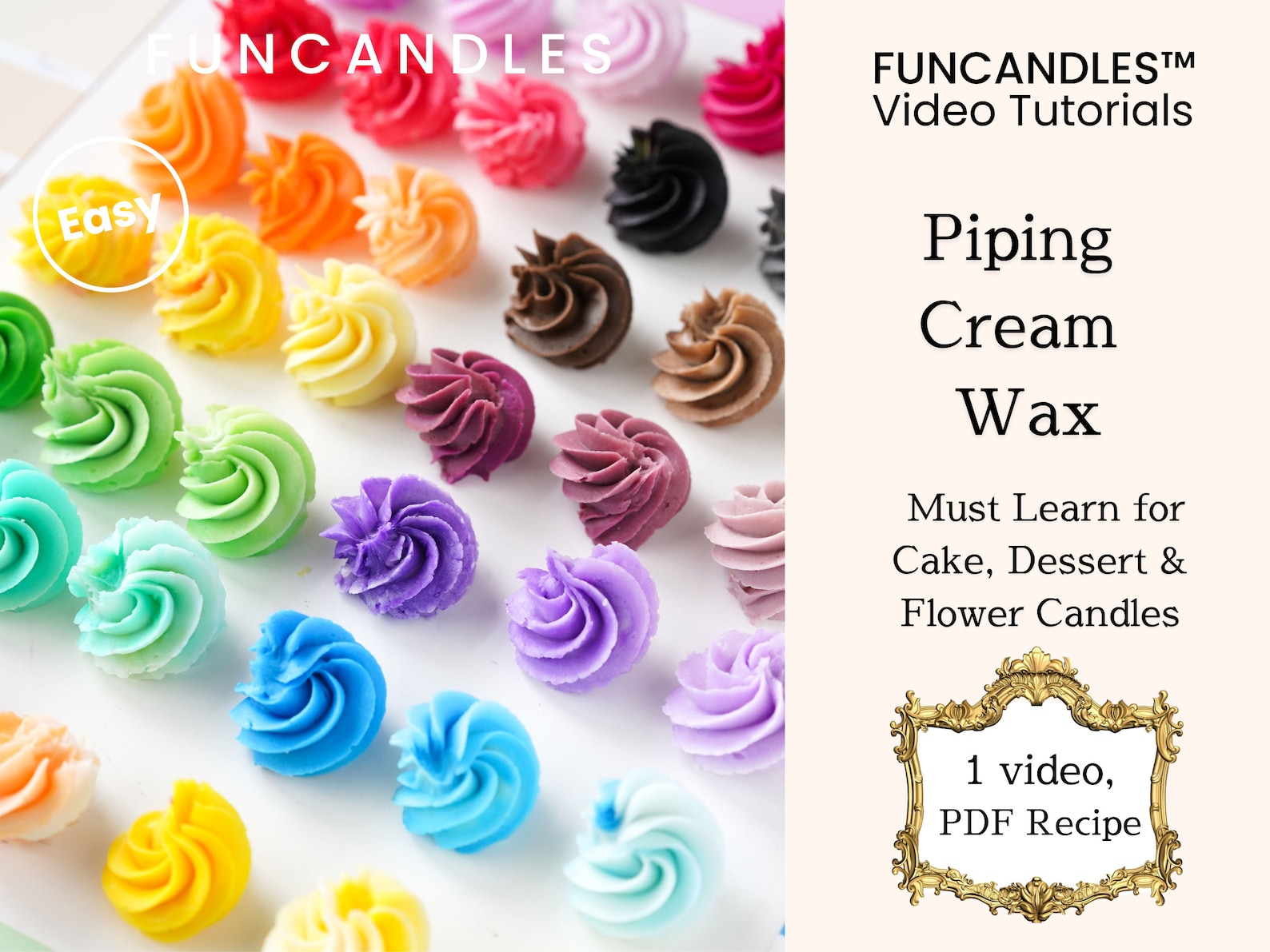 PIPING WAX Candle Making Course Cream Decor for Cake & Dessert Candles ...